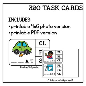 320 Beginning Blends Phonics Task Cards 4x6 for Literacy Centers, Word ...
