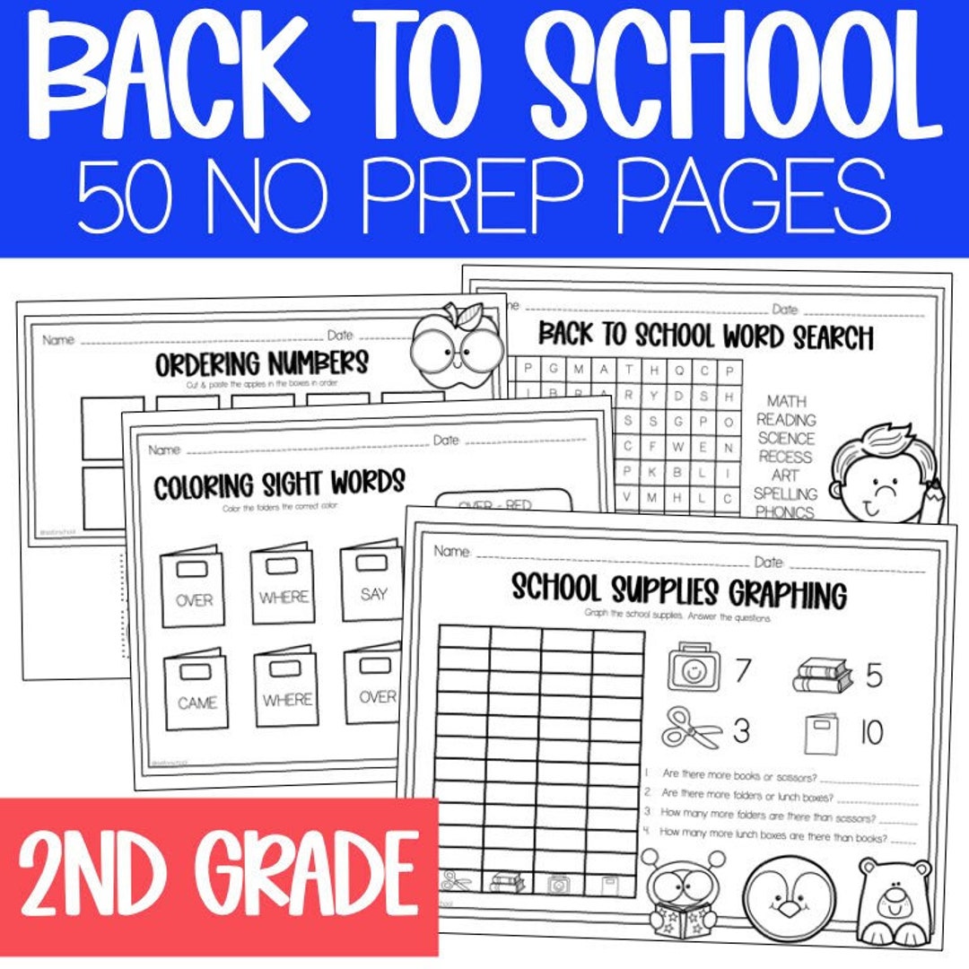 2nd Grade No Prep Worksheets, Back to School Printables, Early Finisher ...