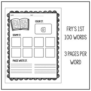 Fry's First 100 Words, Sight Word Bundle for First Grade, No Prep Sight ...