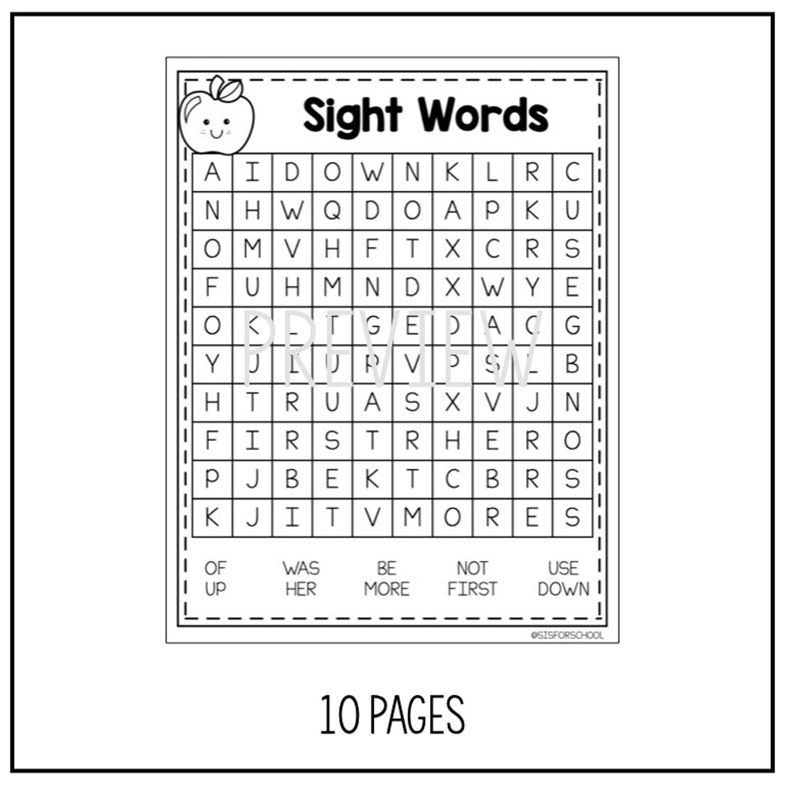 Sight Word Searches for First Grade, No Prep Sight Word Searches for ...