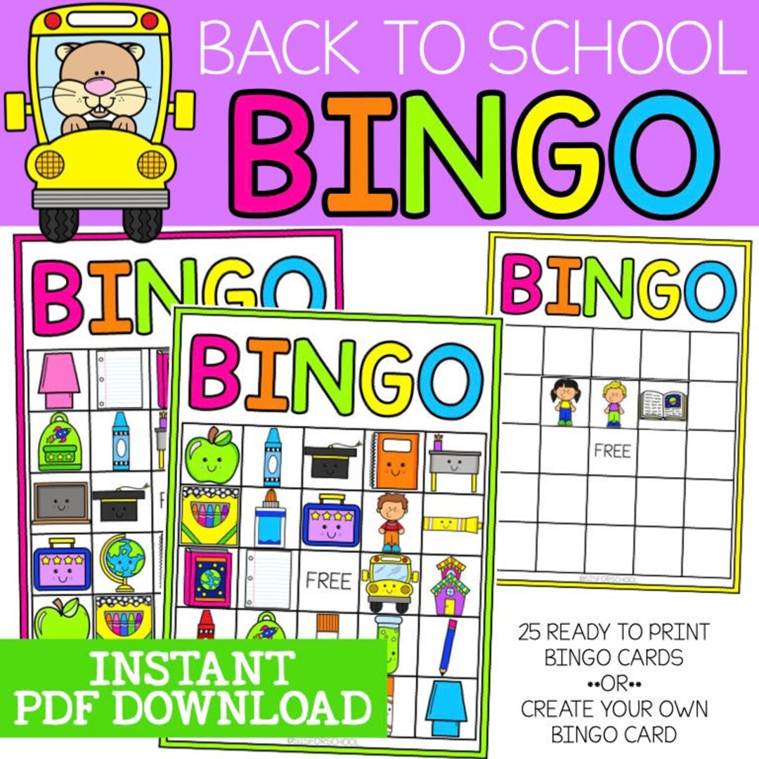 20 Back to School BINGO Cards for Classrooms, First Day of School ...