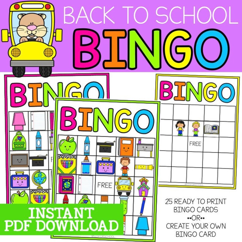 20 Back to School BINGO Cards for Classrooms, First Day of School ...
