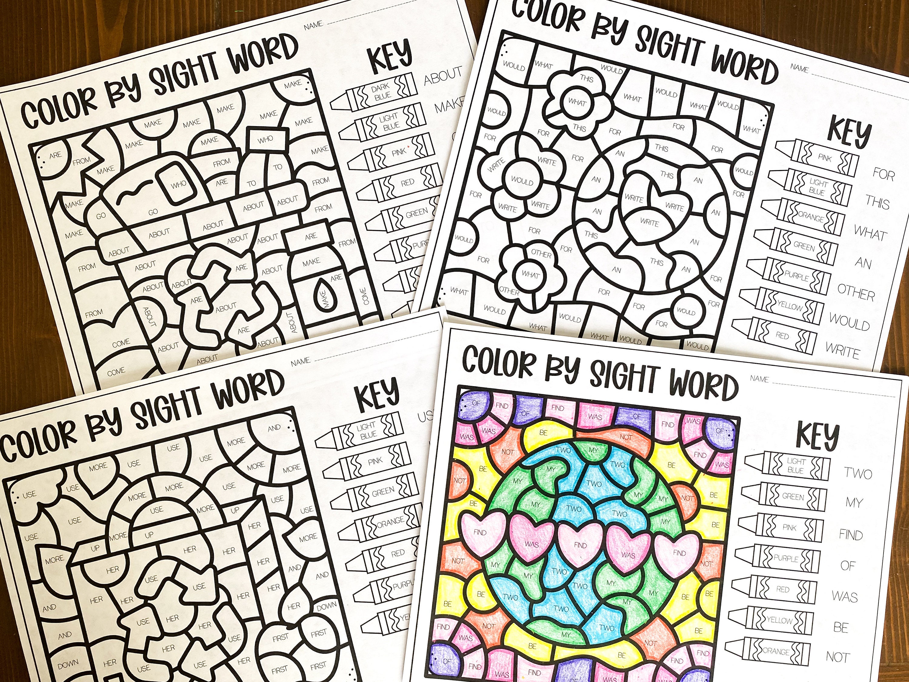 Sight Word Color by Code Worksheets, 1st Grade Earth Day, No Prep ...