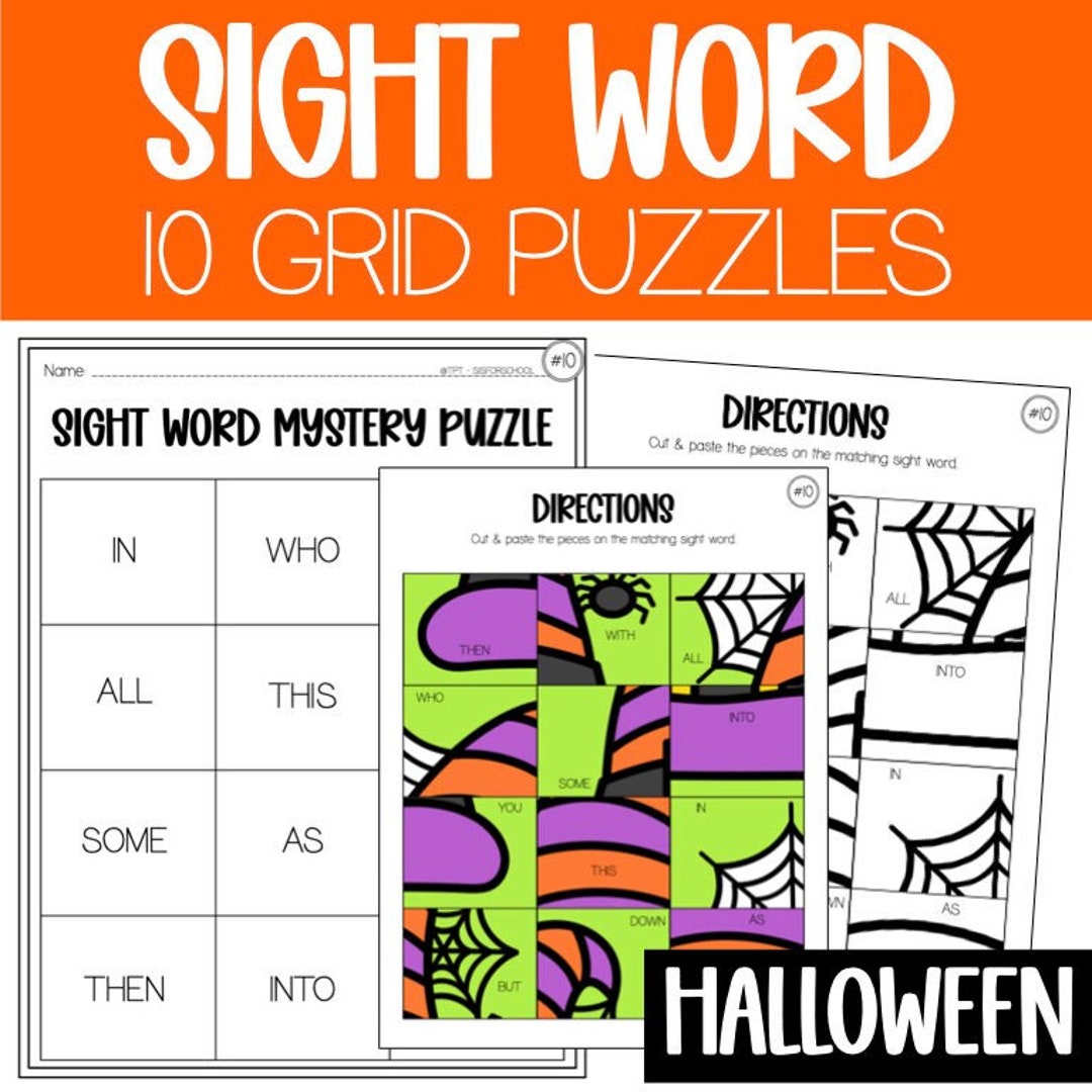 Sight Word Worksheets for 1st Graders, Halloween High Frequency Word ...