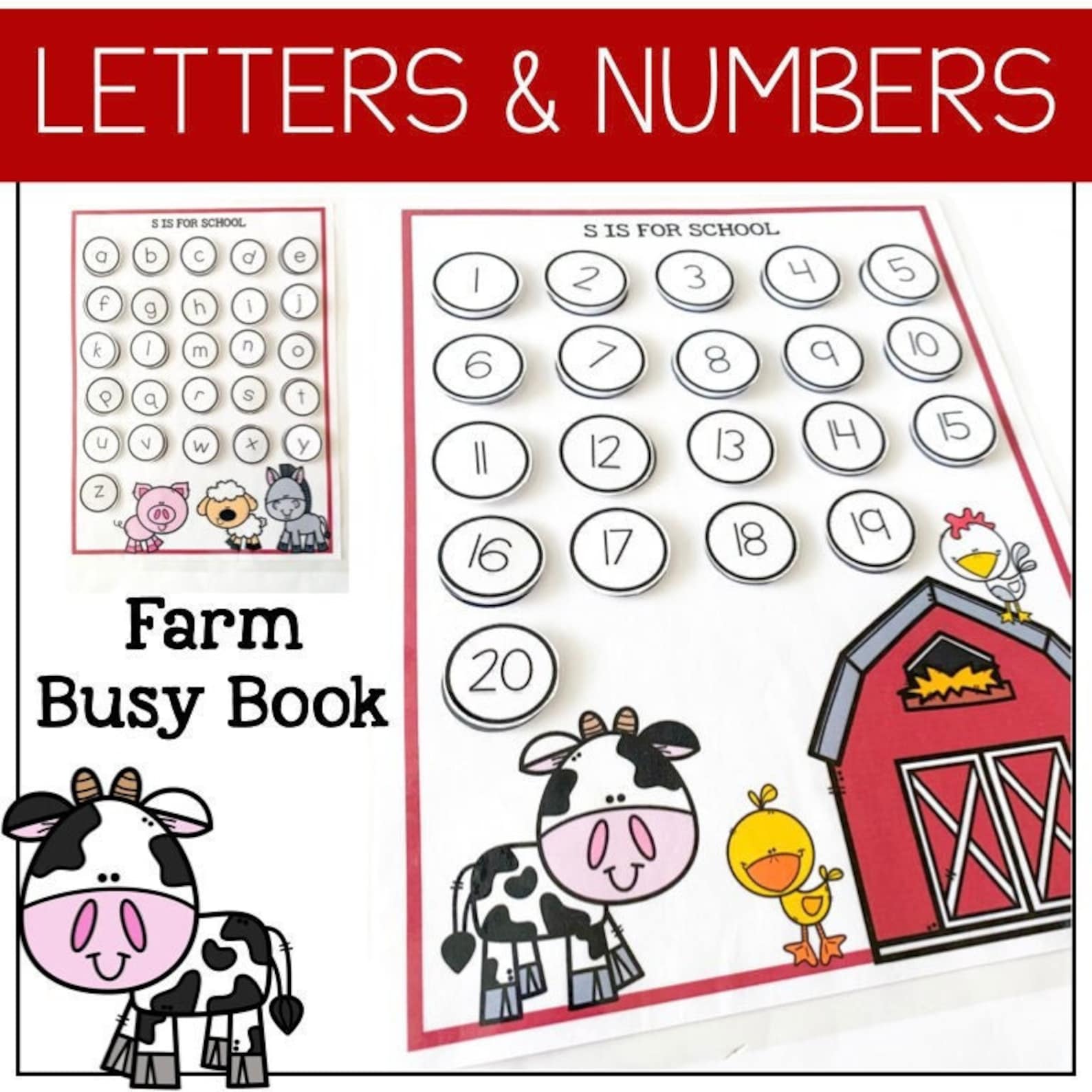 Farm Animal Letter & Number Matching Games, Printable PDF Activities ...