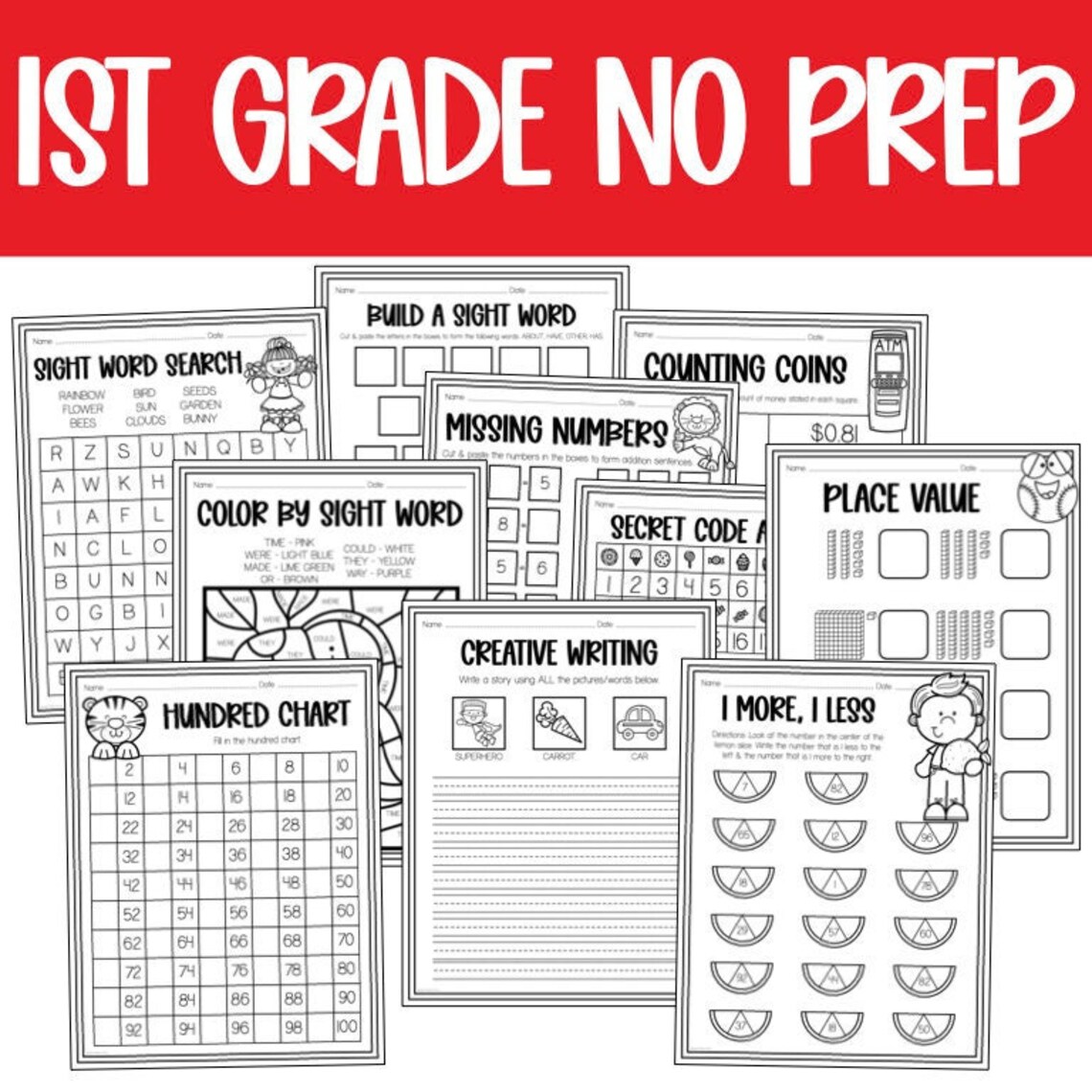 Early Finisher Worksheet Packet, Math & Literacy No Prep Pages, First ...