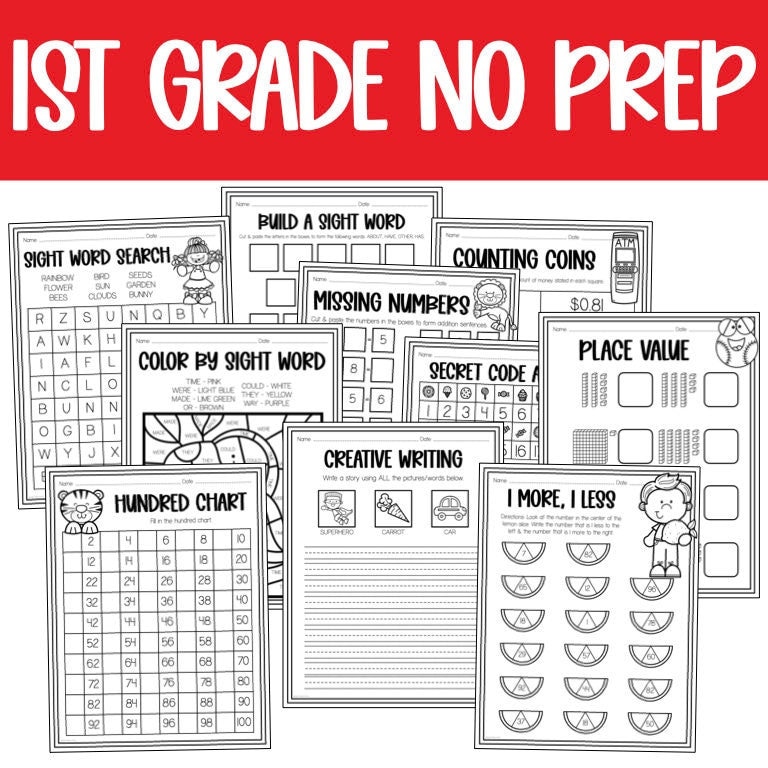 Early Finisher Worksheet Packet, Math & Literacy No Prep Pages, First ...