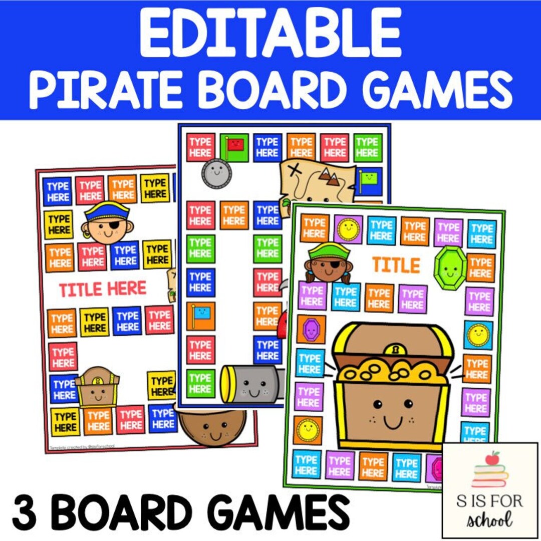 6 Editable Pirate Board Games Any Elementary Grade/subject, Homeschool ...