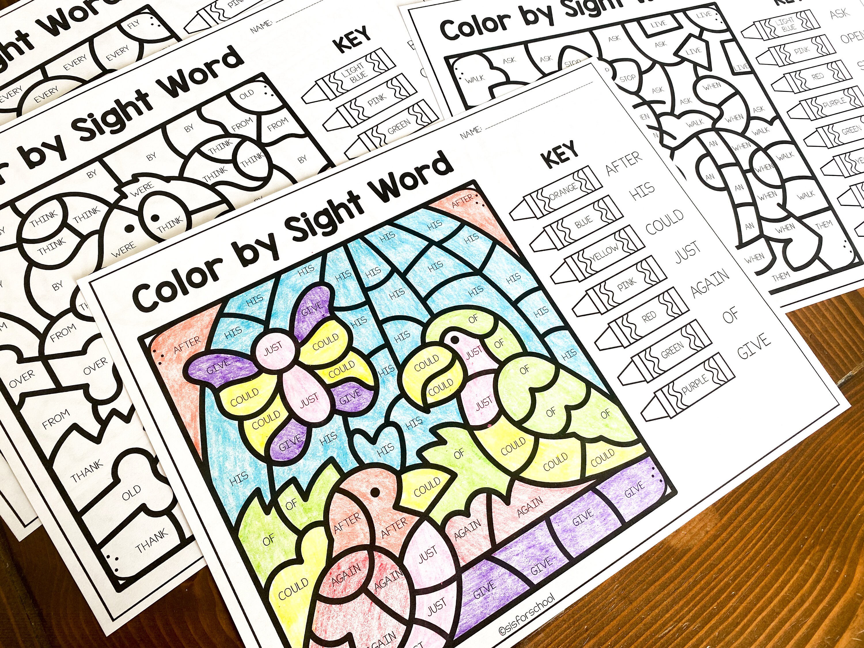 Printable Color by Code Pages: 1st Grade Sight Words, No Prep High ...