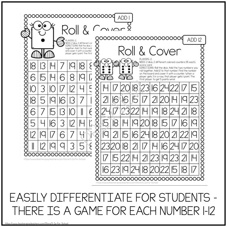 Addition to 20 Board Games, Printable Math Games for Centers - Etsy