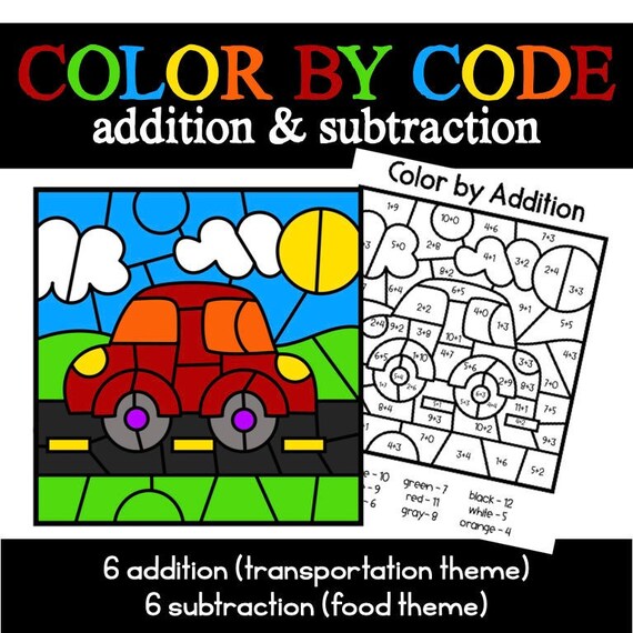 Addition and Subtraction Color by Code for First & Second - Etsy
