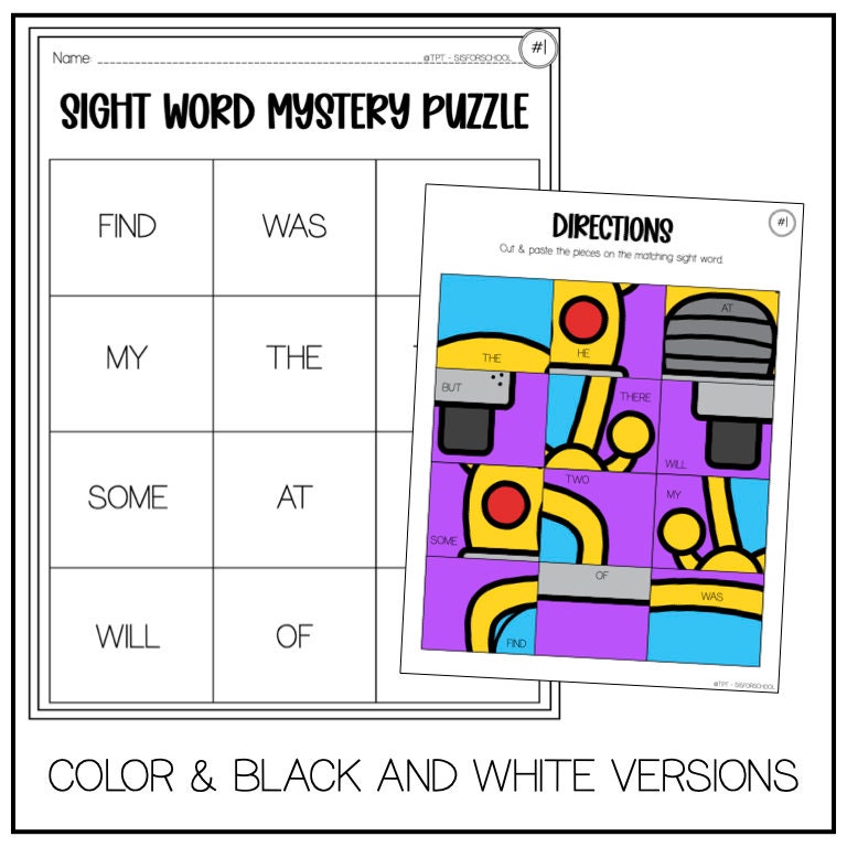 Sight Word Worksheets for 1st Graders, High Frequency Word Grid Puzzles ...