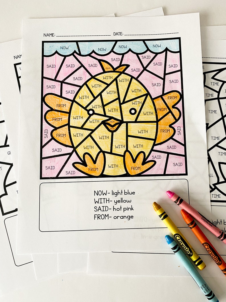 Easter Sight Word Color by Code for First & Second Grade, No Prep Sight ...