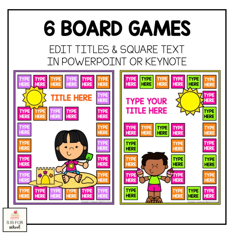 6 Editable Summer Board Games for Any Elementary Grade/subject ...