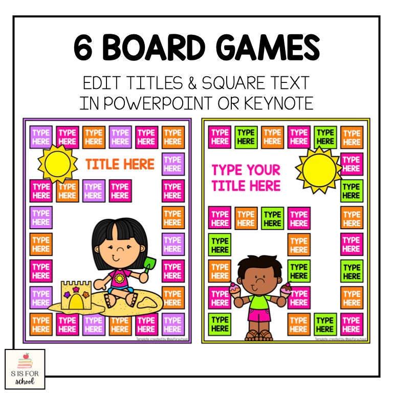 6 Editable Summer Board Games for Any Elementary Grade/subject ...