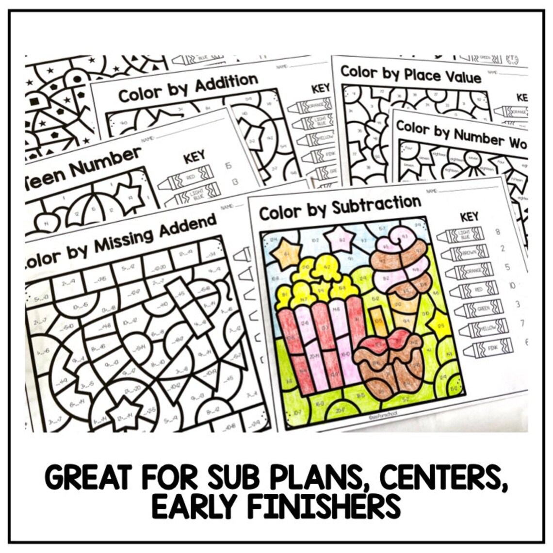 1st Grade Math Color by Code: Circus Edition Addition Subtraction ...