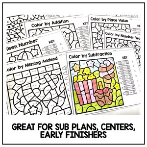 1st Grade Math Color by Code: Circus Edition Addition Subtraction ...