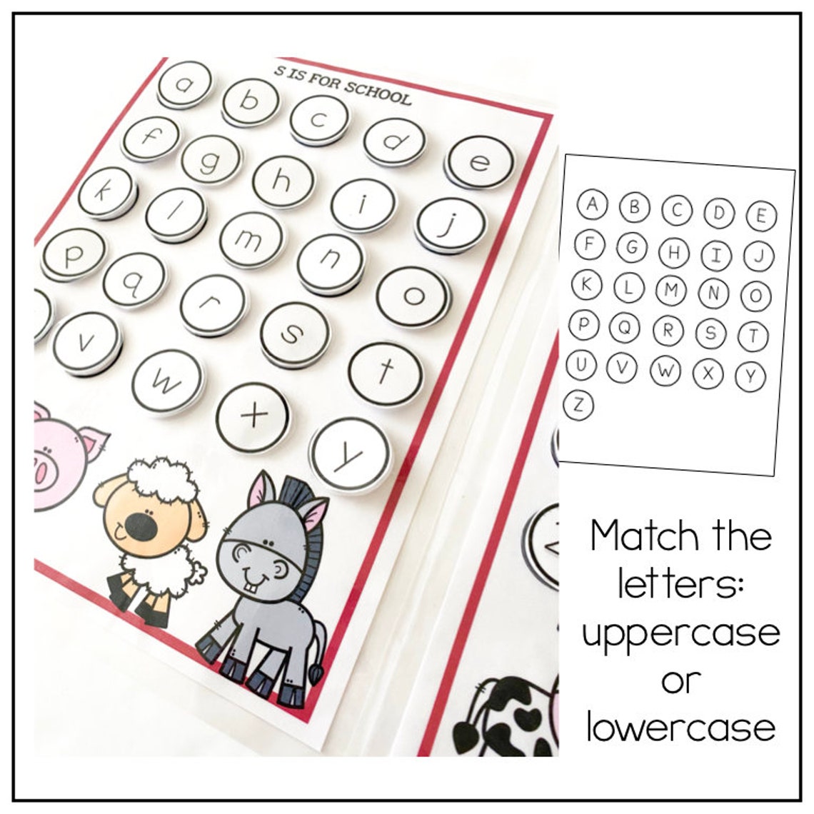 Farm Animal Letter & Number Matching Games, Printable PDF Activities ...