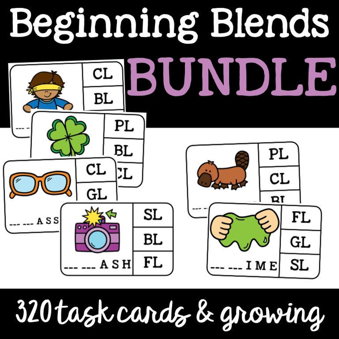 320 Beginning Blends Phonics Task Cards 4x6 for Literacy Centers, Word ...