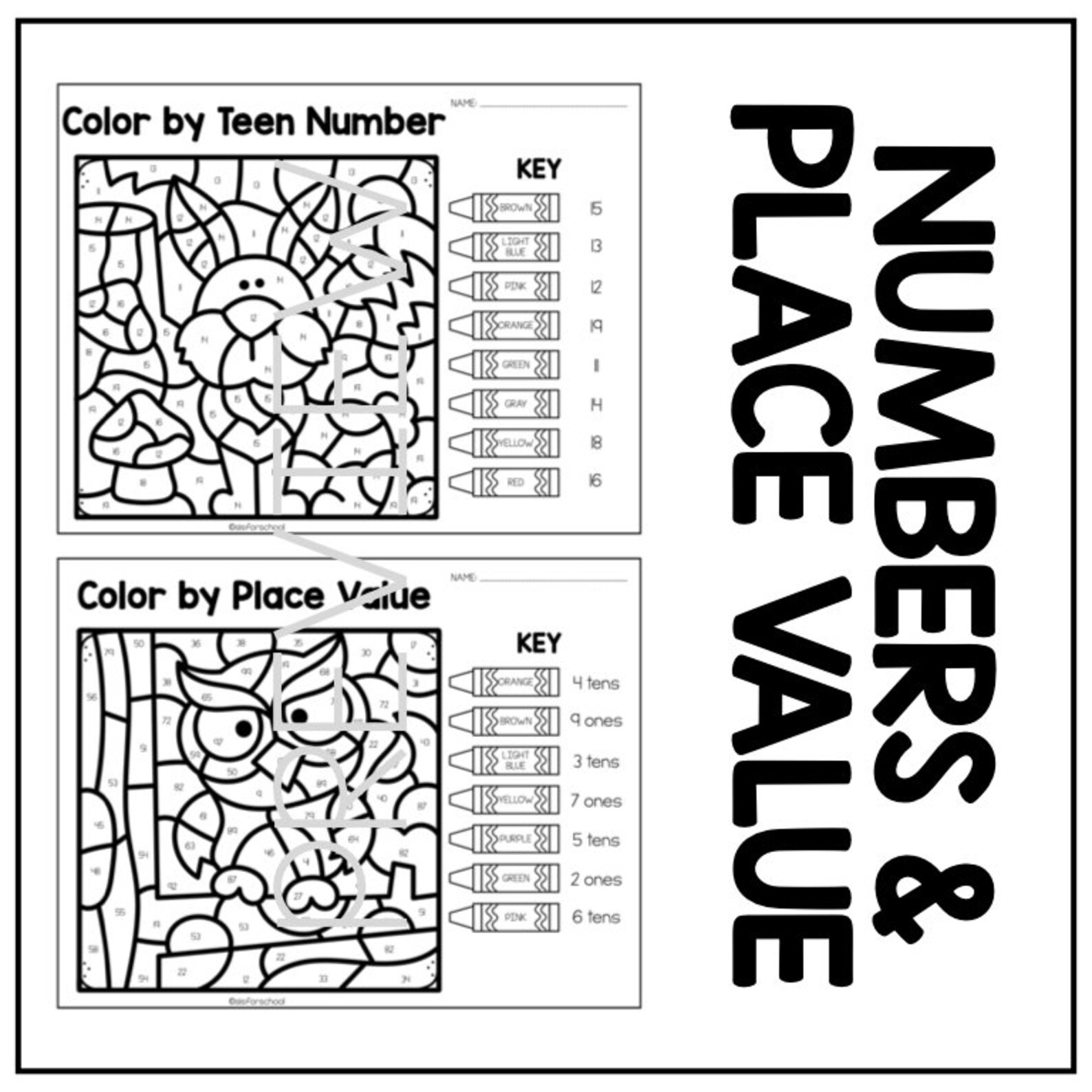 1st Grade Math Color by Code: Woodland Edition Addition Subtraction ...