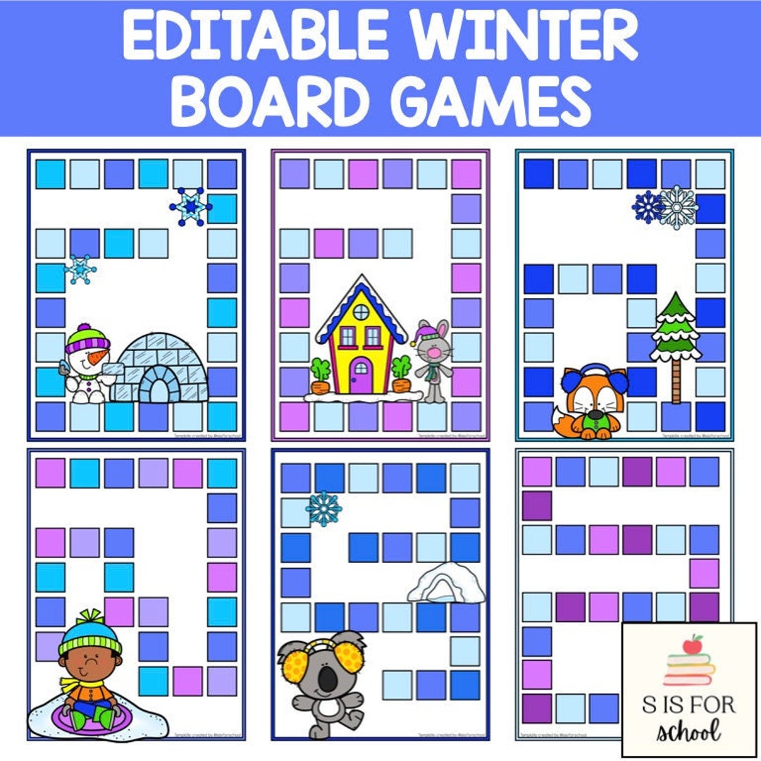 6 Editable Winter Board Games for Any Elementary Grade/subject ...