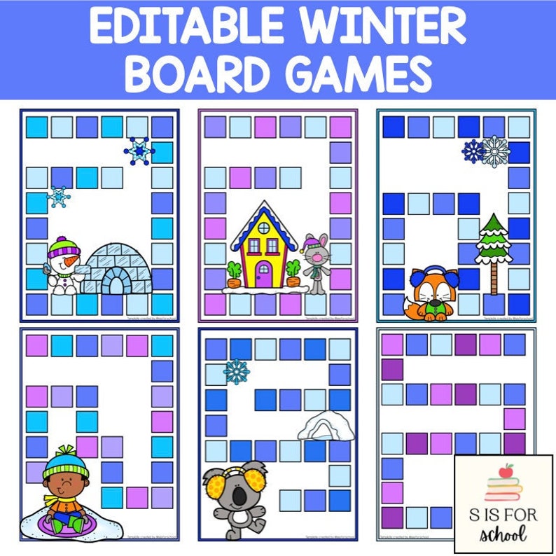 6 Editable Winter Board Games for Any Elementary - Etsy