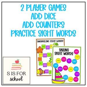 Summer Sight Word Board Games for Kids - Literacy Centers, 1st & 2nd ...