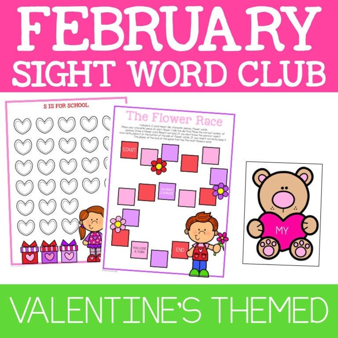 February Sight Word Club Valentine's Day High Frequency Words Board ...