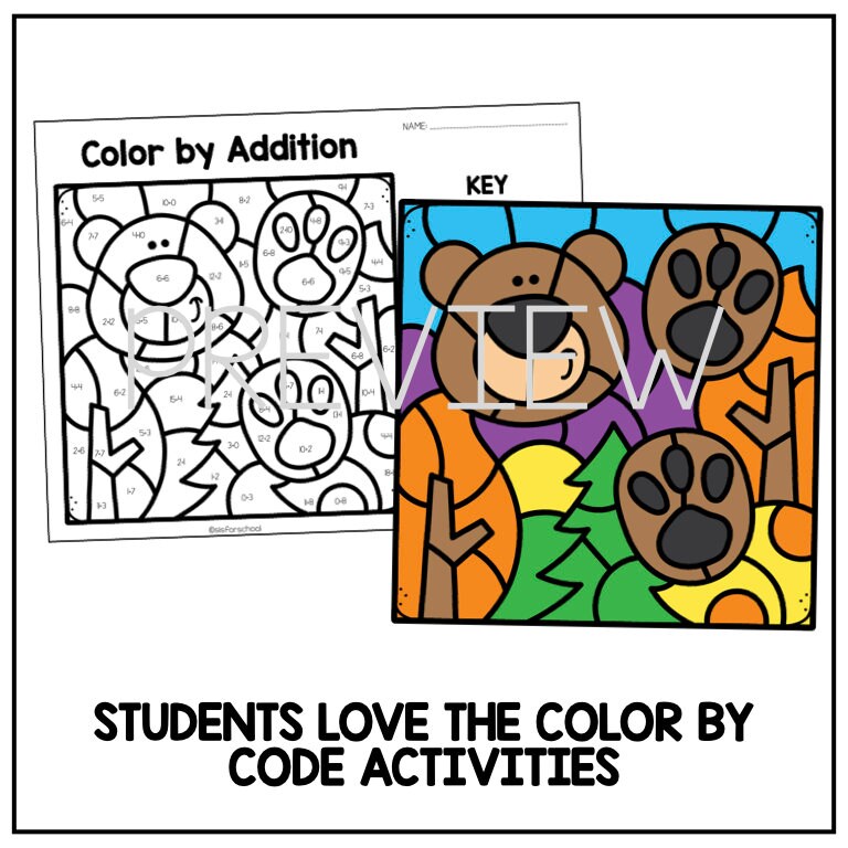 Addition & Subtraction Color by Code: Woodland Edition - Etsy
