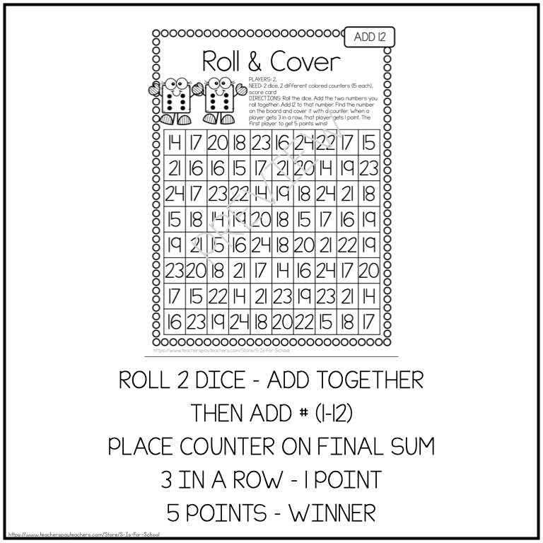 Addition to 20 Board Games, Printable Math Games for Centers - Etsy