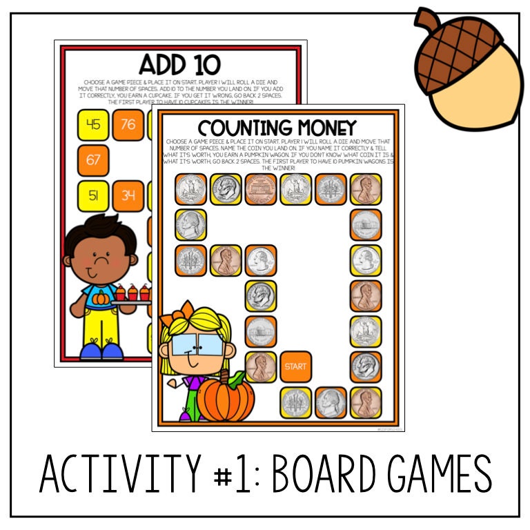 September Math Club: Fall Themed Math Activities, First Grade Centers ...