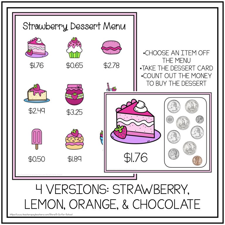 Counting Money Math Centers, Let's Play Dessert Shop, Counting Coins ...