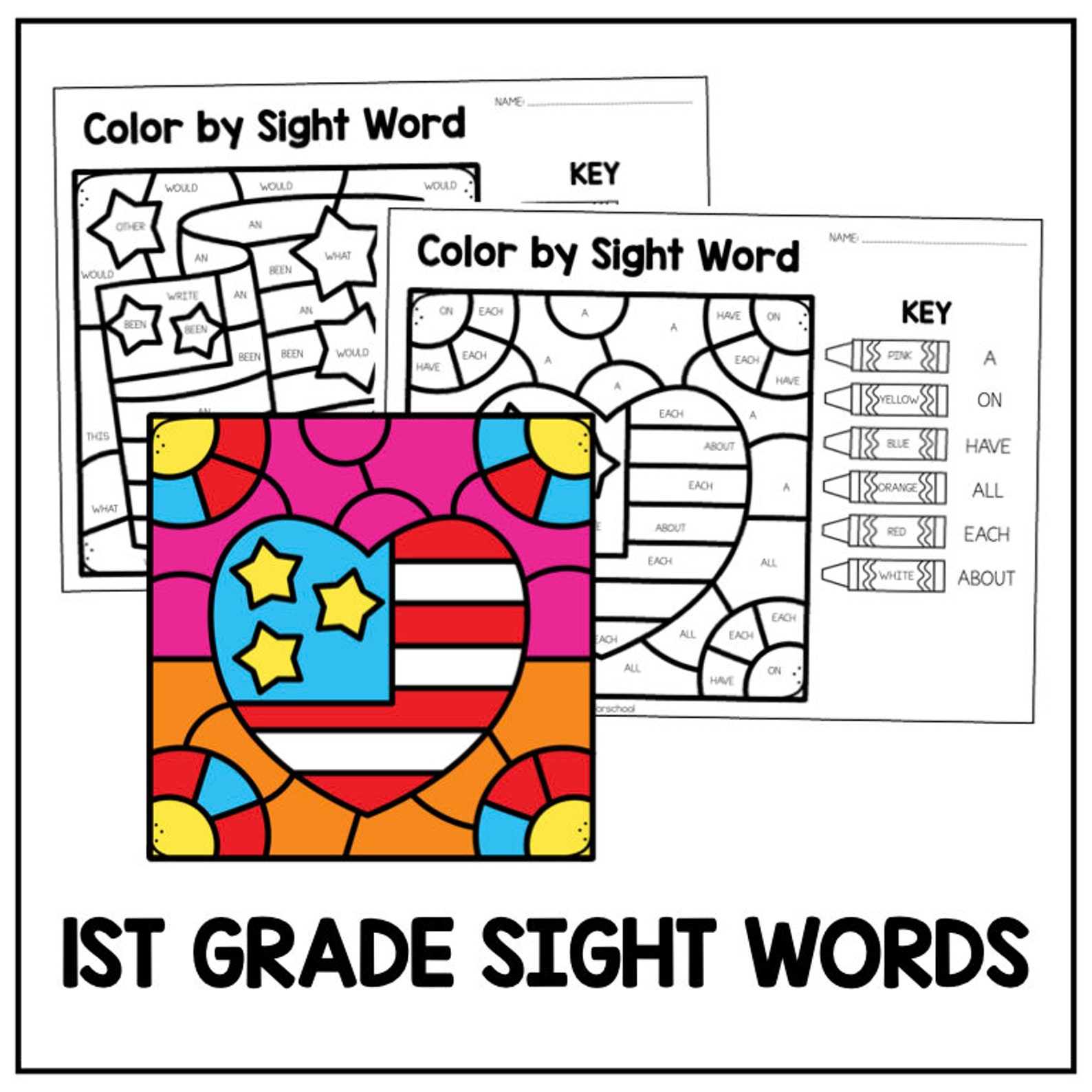 4th of July Sight Word Color by Code for First & Second Grade, No Prep ...