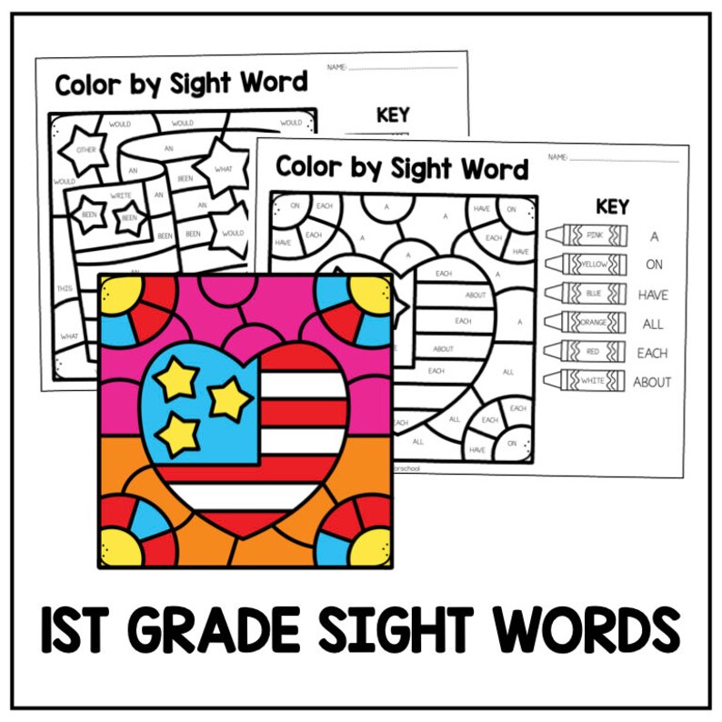 4th of July Sight Word Color by Code for First & Second Grade, No Prep ...