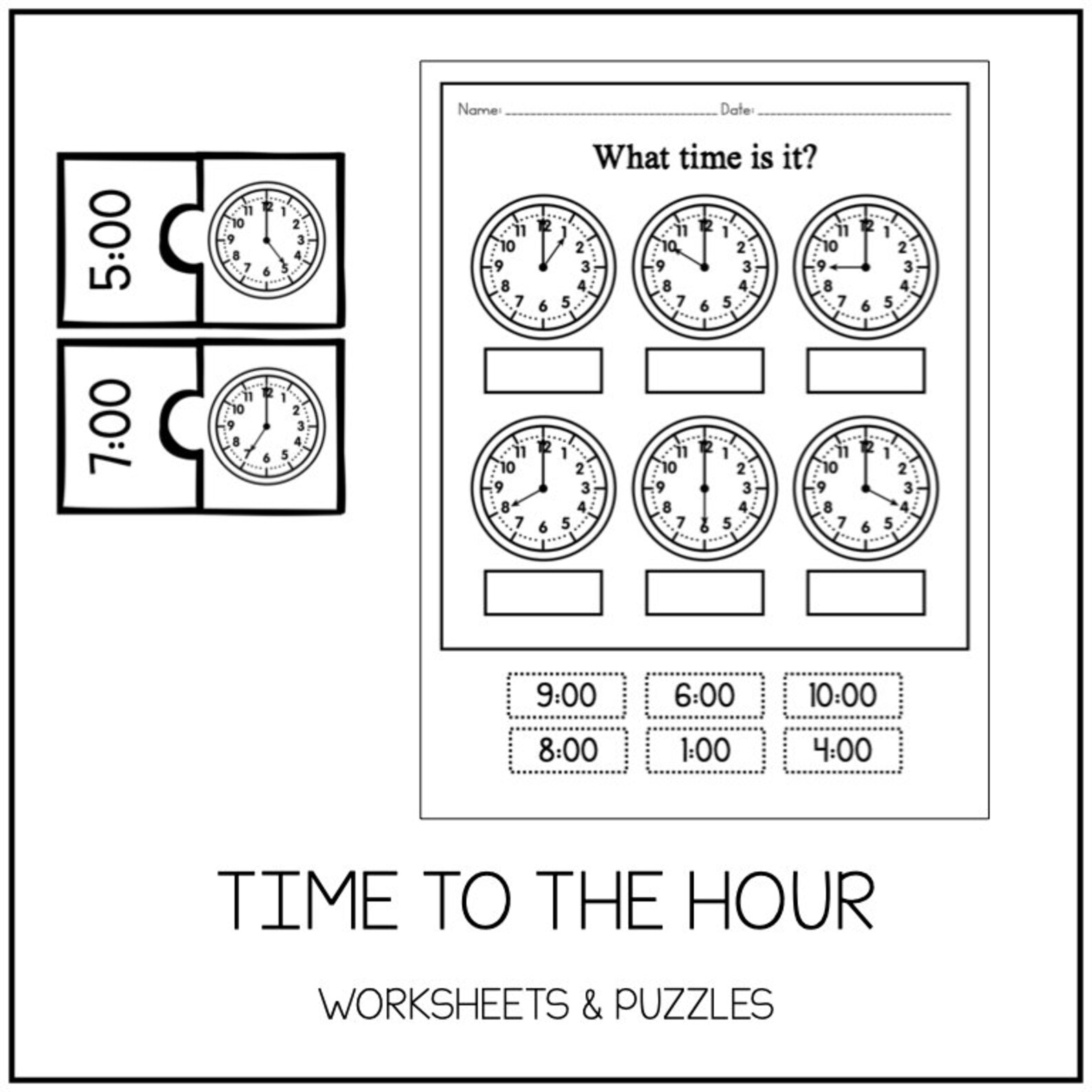 Telling Time Worksheet Packet, First Grade Math Practice Pages, Clocks ...