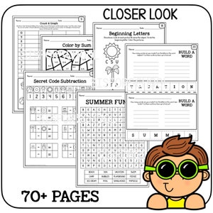 70 Page Summer Early Finisher Worksheet Packet, Math & Language Arts ...