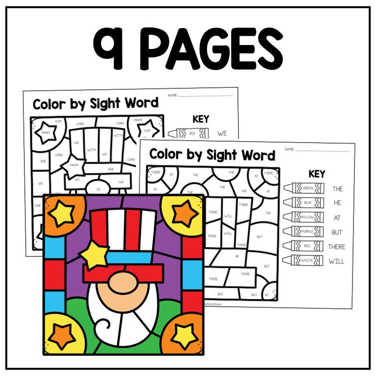 4th of July Sight Word Color by Code for First & Second Grade, No Prep ...