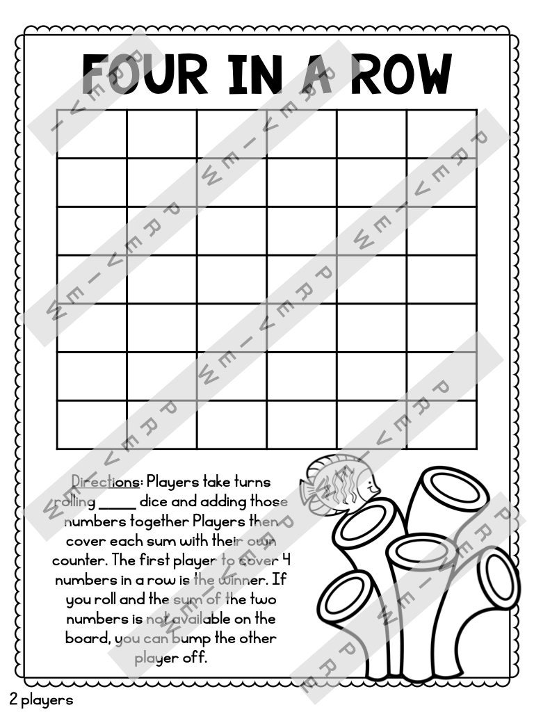Single Digit Addition Board Games, Printable Math Games for Centers ...