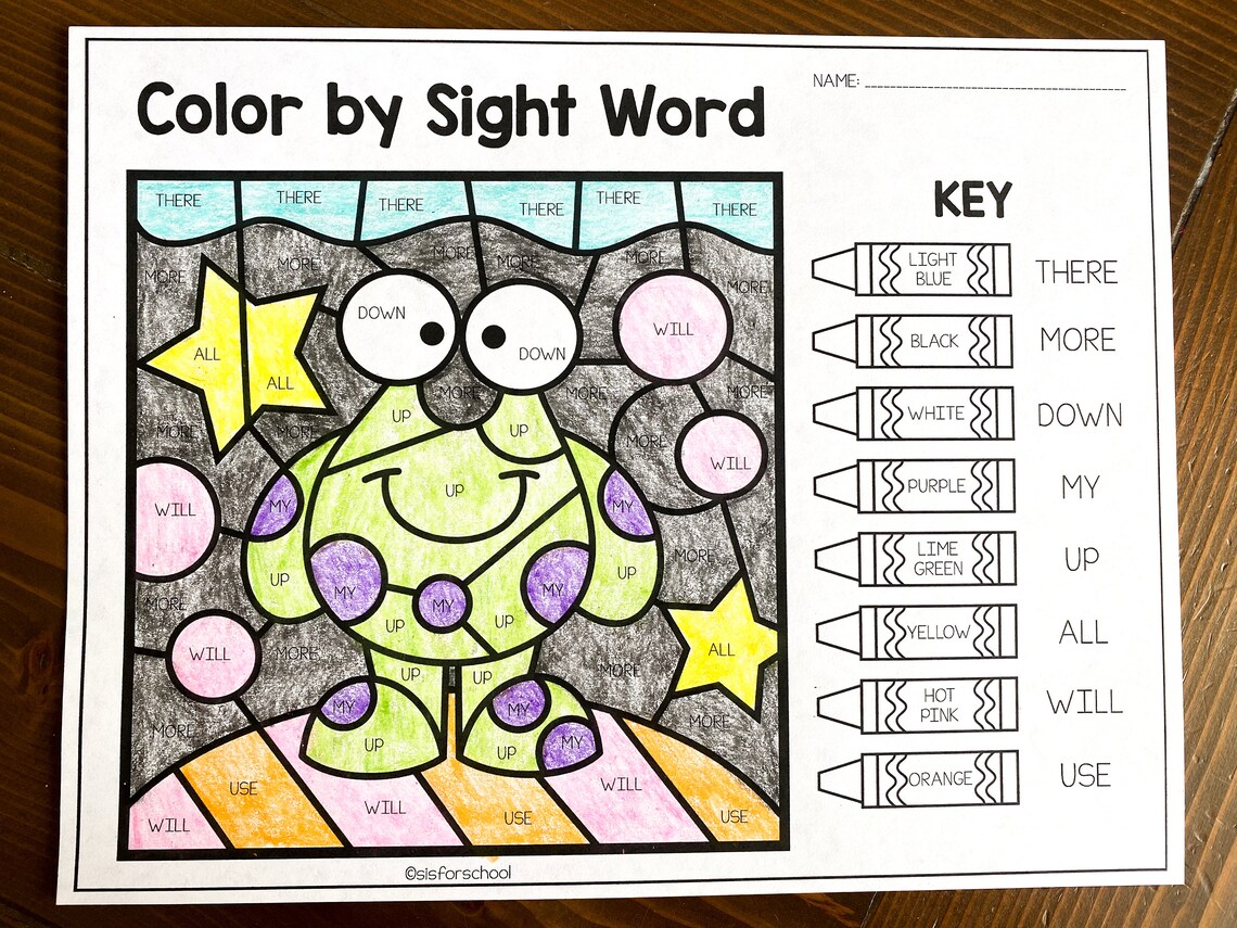 Outer Space Sight Word Color by Code | First & Second Grade | No Prep ...