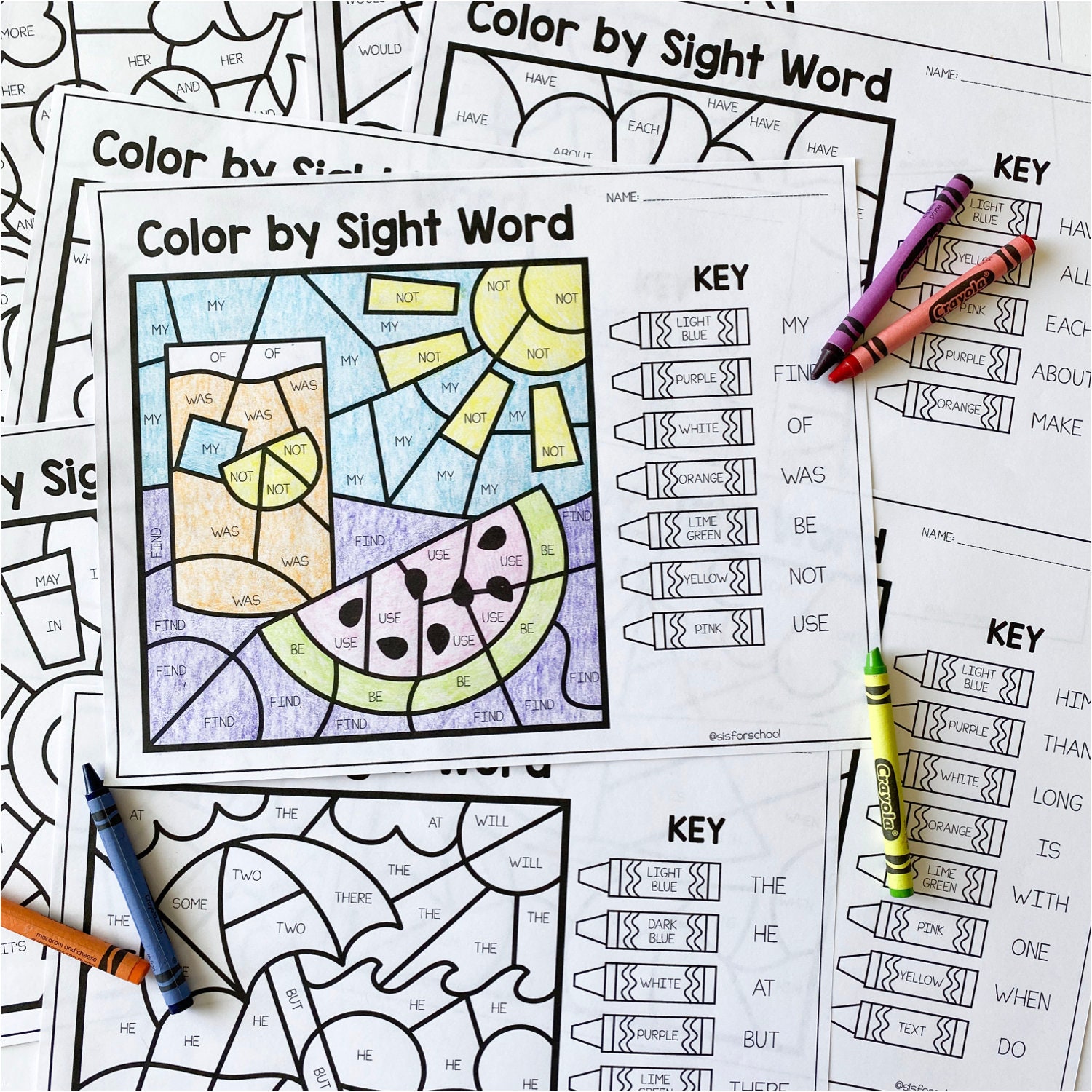 Sight Word Color by Code Worksheets, 1st Grade Summer Review Workbook ...