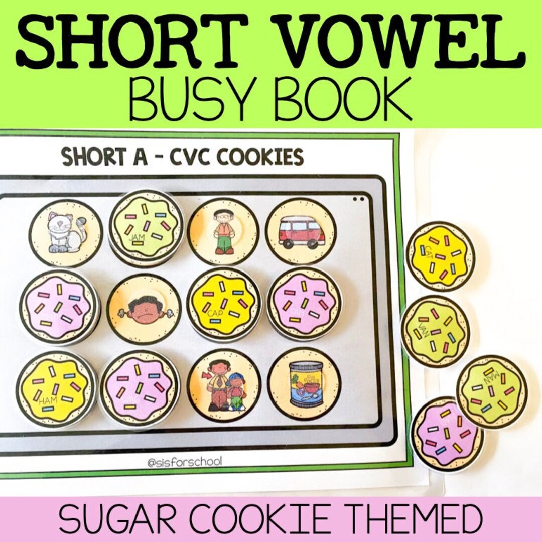 CVC Word Short Vowel Busy Book Learning Mats: Literacy Centers ...