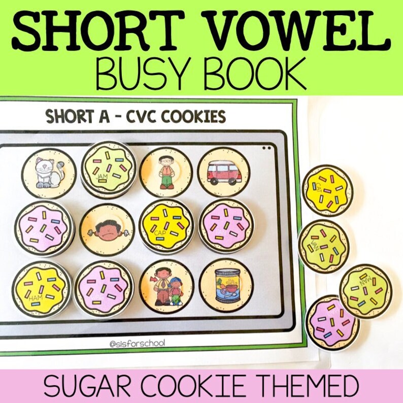 CVC Word Short Vowel Busy Book Learning Mats: Literacy Centers ...