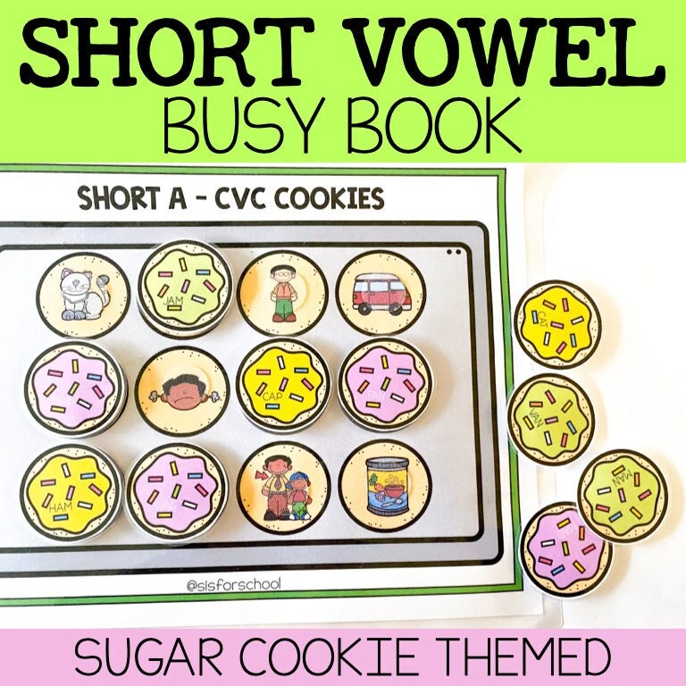 CVC Word Short Vowel Busy Book Learning Mats: Literacy Centers ...