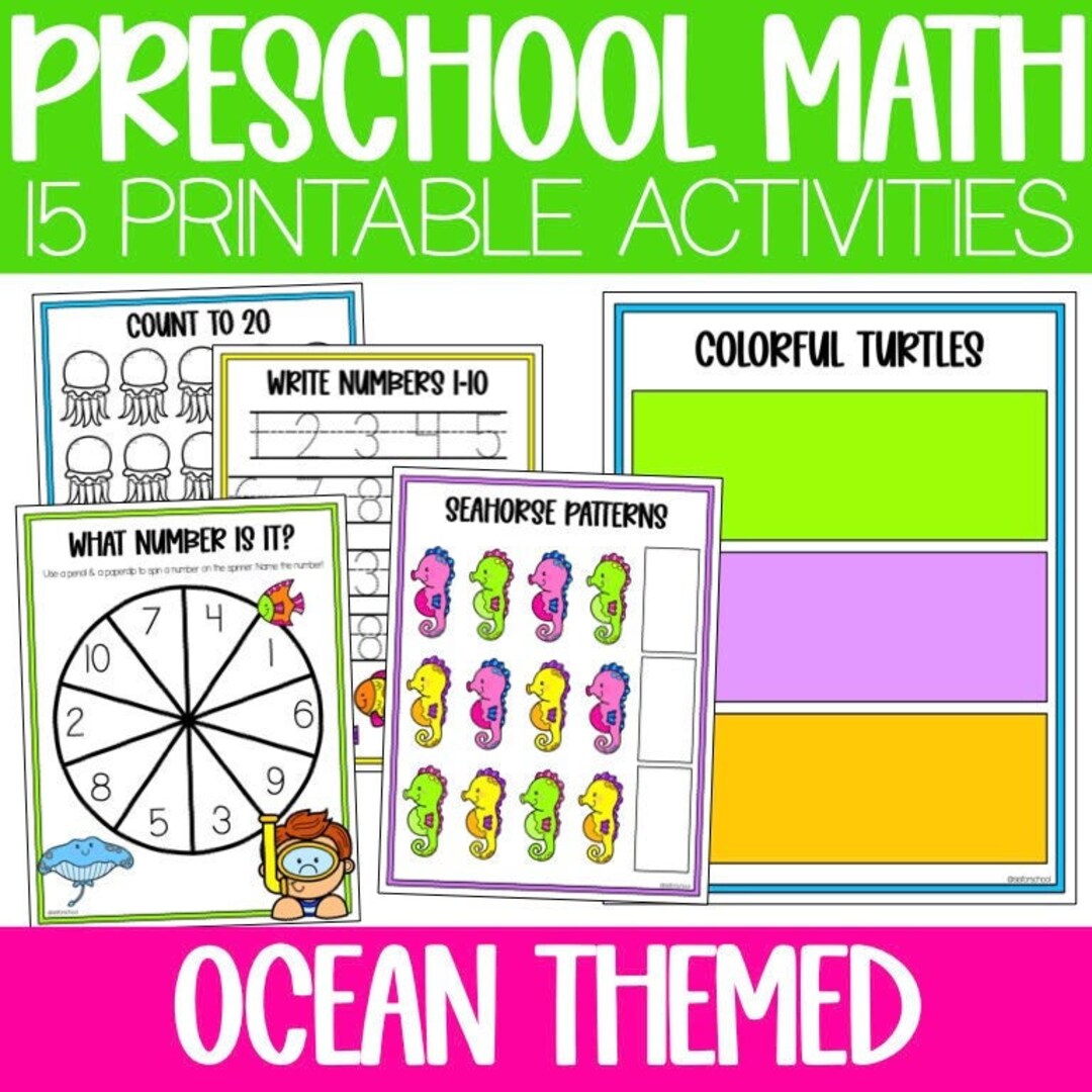 Preschool Printable Math Activities: Summer Ocean Theme, Number Sense ...