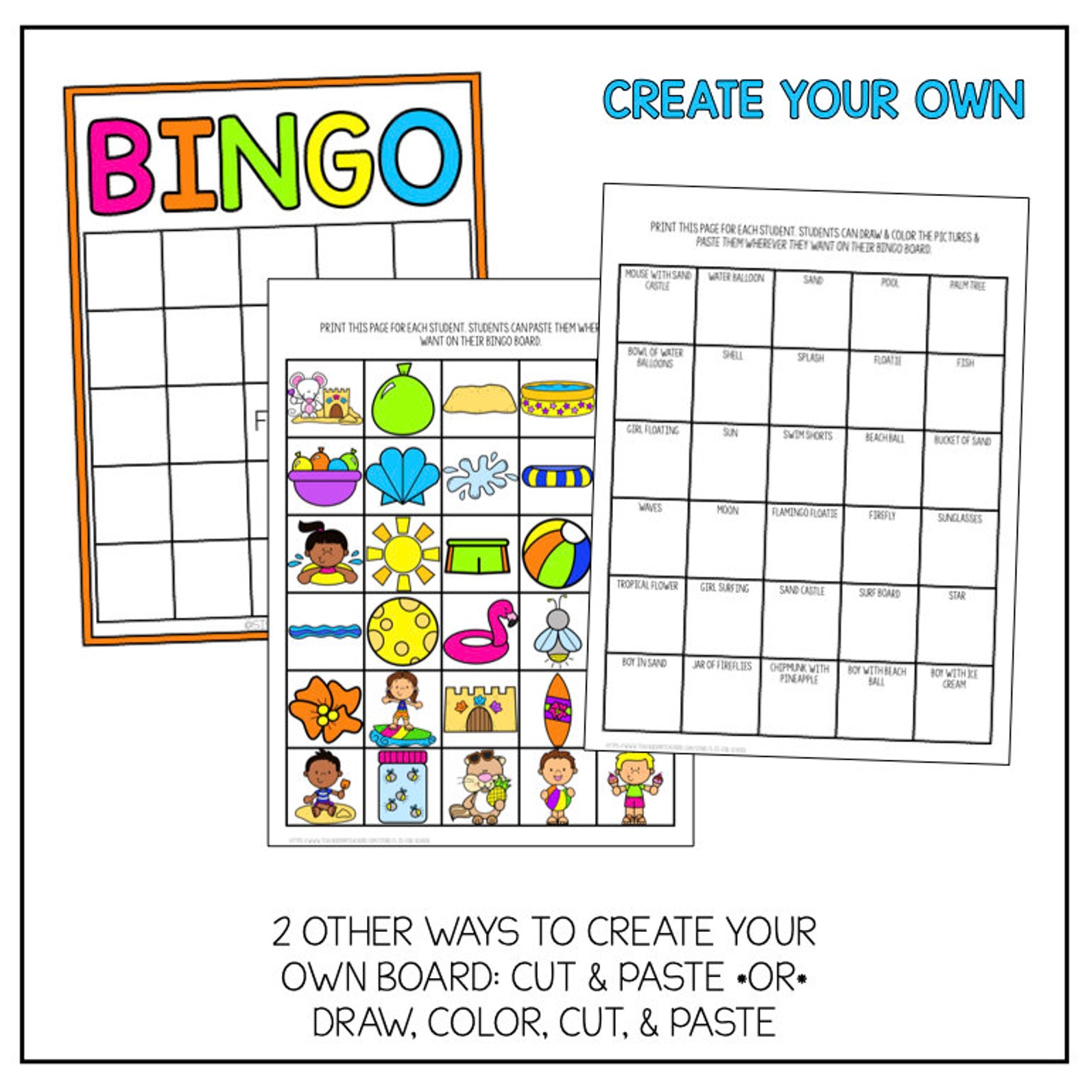 20 Summer BINGO Cards for Classrooms, Birthday Parties, Summer Vacation ...