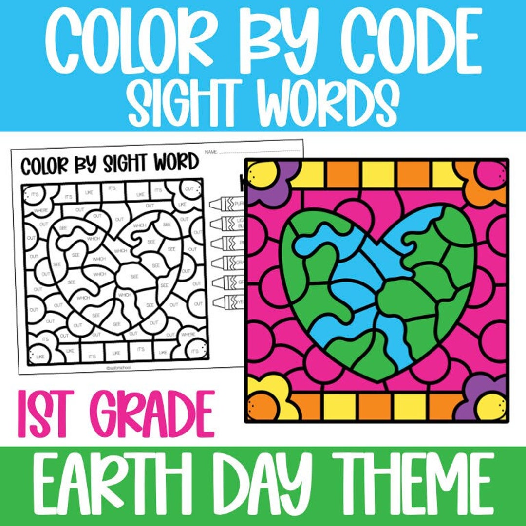 Sight Word Color by Code Worksheets, 1st Grade Earth Day, No Prep ...