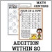 Seasonal Math Board Games {addition to 20} | Fall Autumn Spring Summer ...