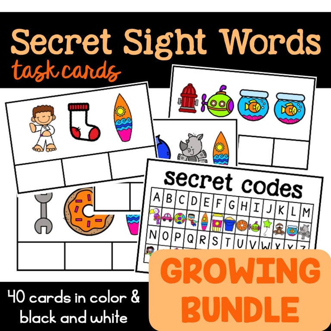 Secret Code Sight Word Task Cards for Literacy Centers | Etsy