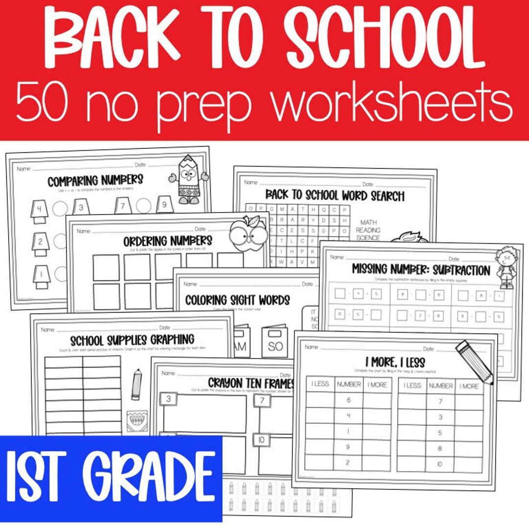 1st Grade No Prep Worksheets, Back to School Printables, Early Finisher ...