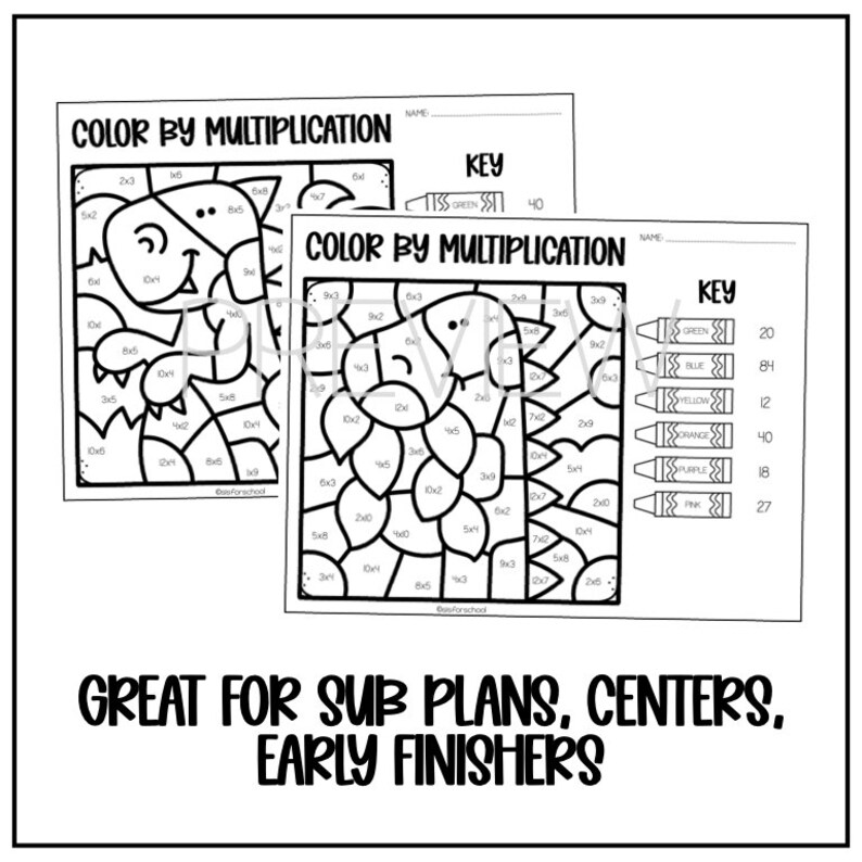 Multiplication Color by Code, Dinosaurs, 3rd Grade Math, Practice ...
